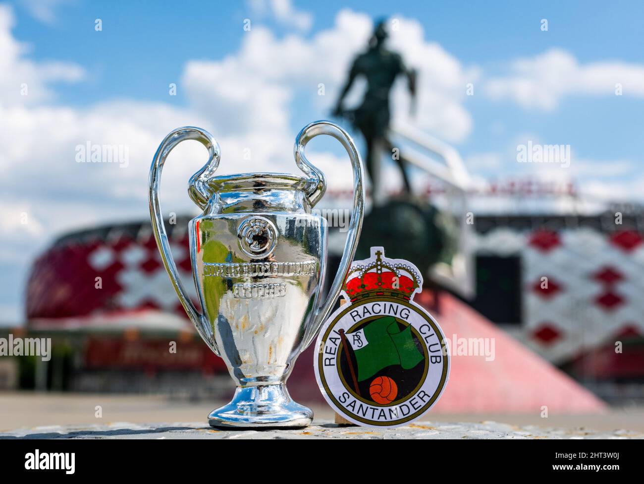 June 14, 2021, Santander, Spain. The emblem of the Racing de Santander ...