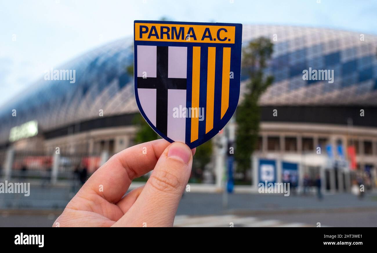 September 12, 2021, Parma. The emblem of the Parma Calcio football club ...