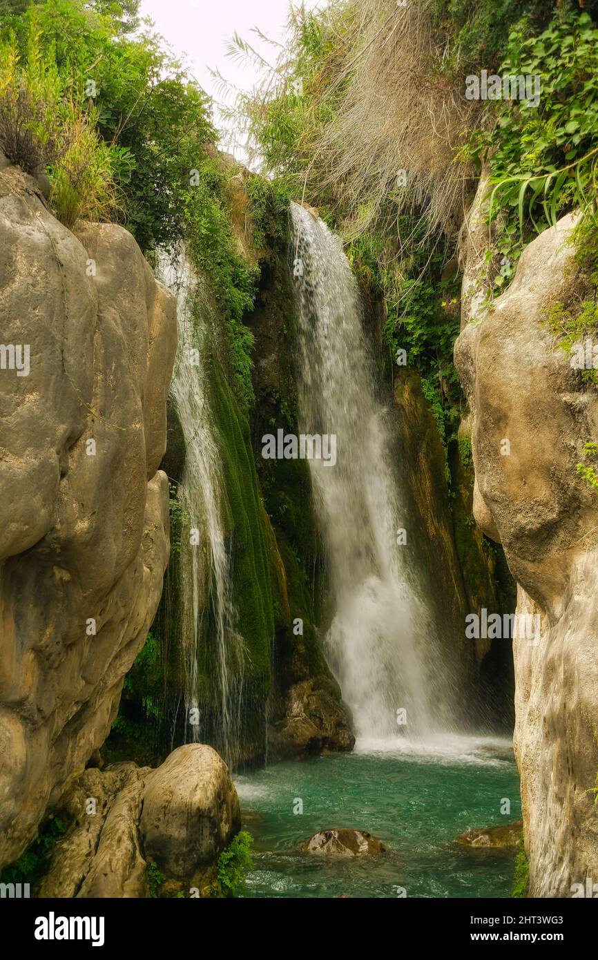 Tranquil landscape of a beautiful waterfall - The sources of Algar ...