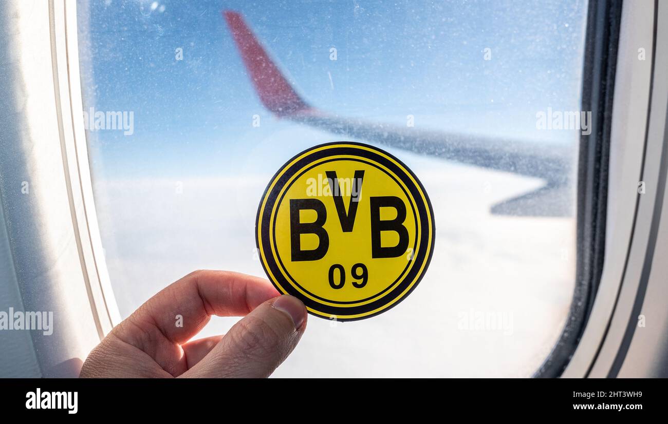 December 6, 2021. Dortmund, Germany. The emblem of the Borussia ...