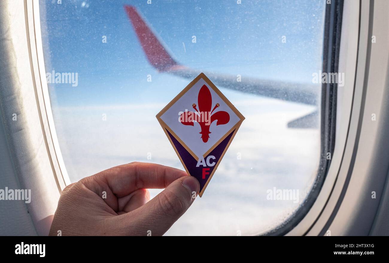 December 6, 2021. Florence, Italy. The emblem of the football club ACF ...