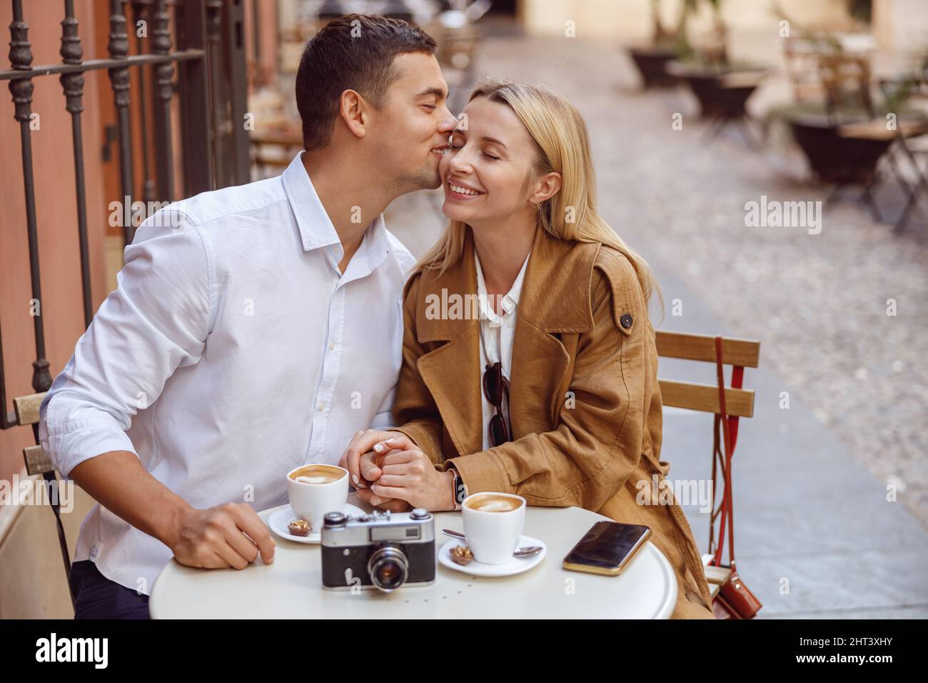 Loving couple on date cafe hi-res stock photography and images - Alamy