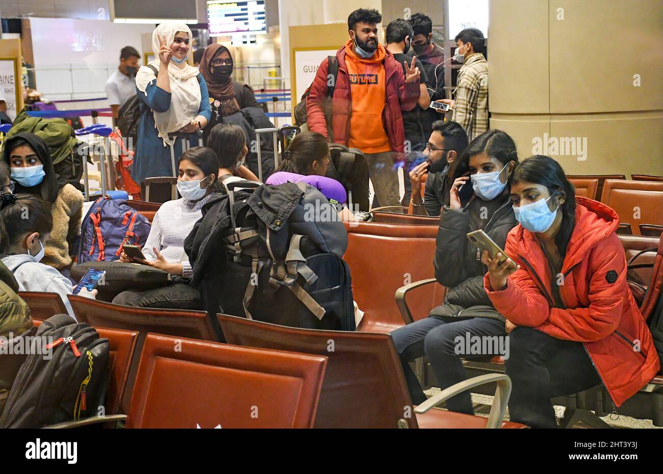 Mumbai, India. 26th Feb, 2022. Indian students seen seated inside ...
