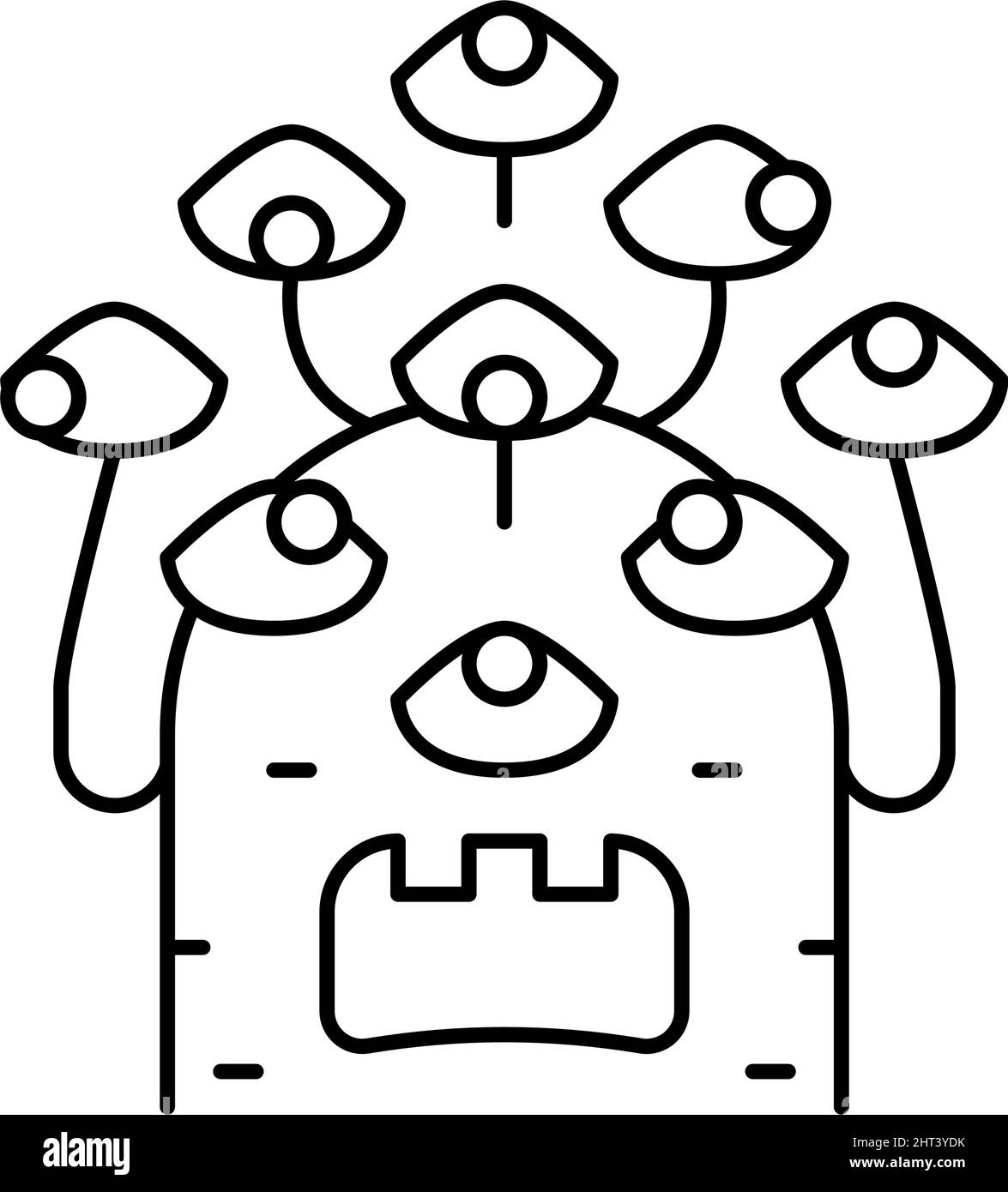 alien with nine eyes line icon vector illustration Stock Vector Image ...