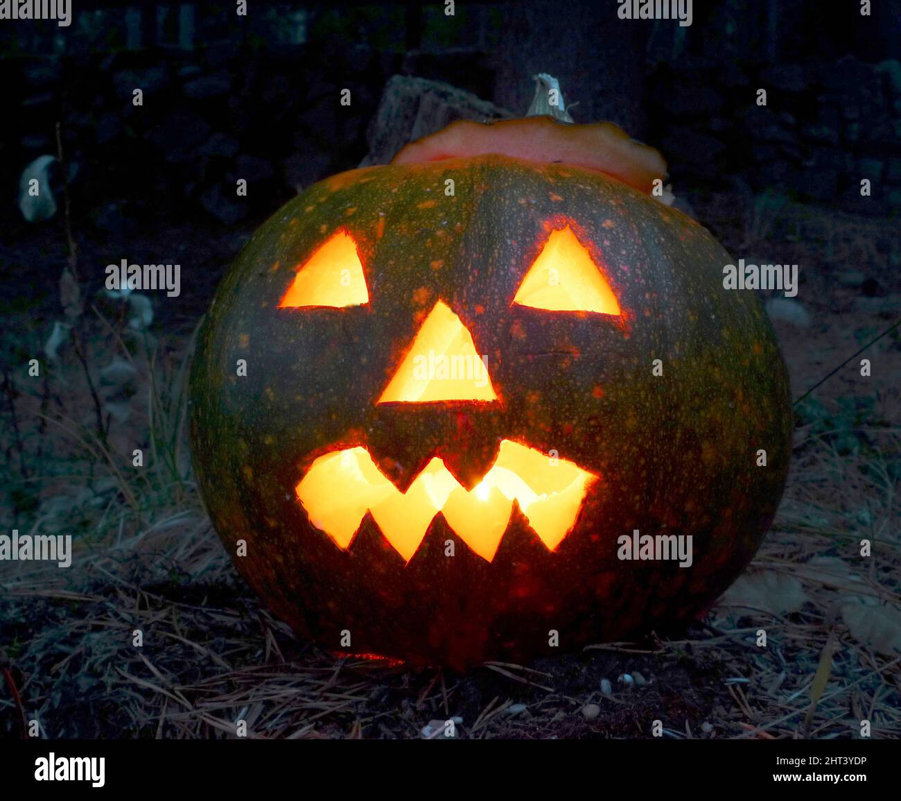 Halloween pumpkin with lighting Stock Photo - Alamy