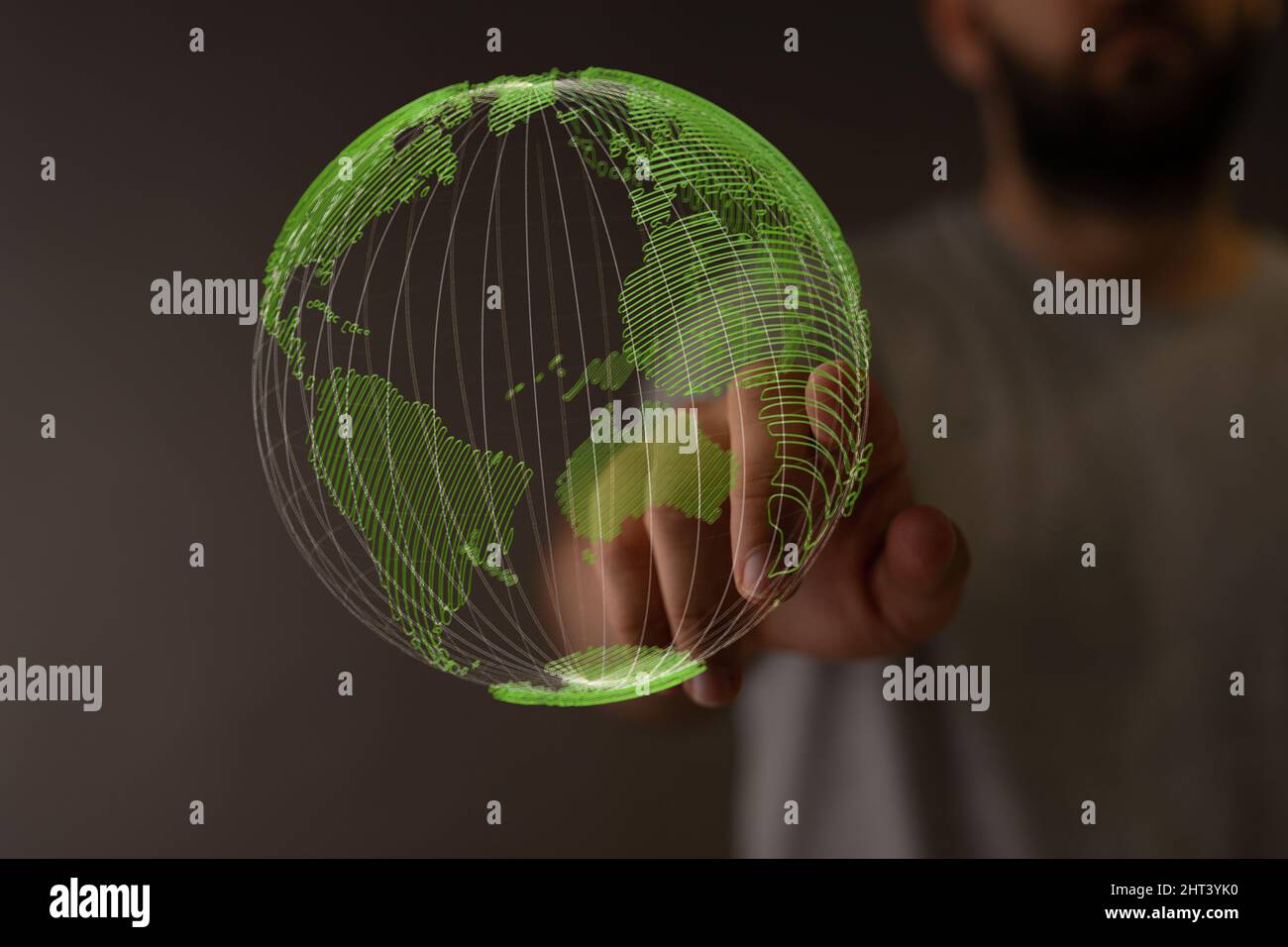 Person presenting the virtual projection of ecology and ...