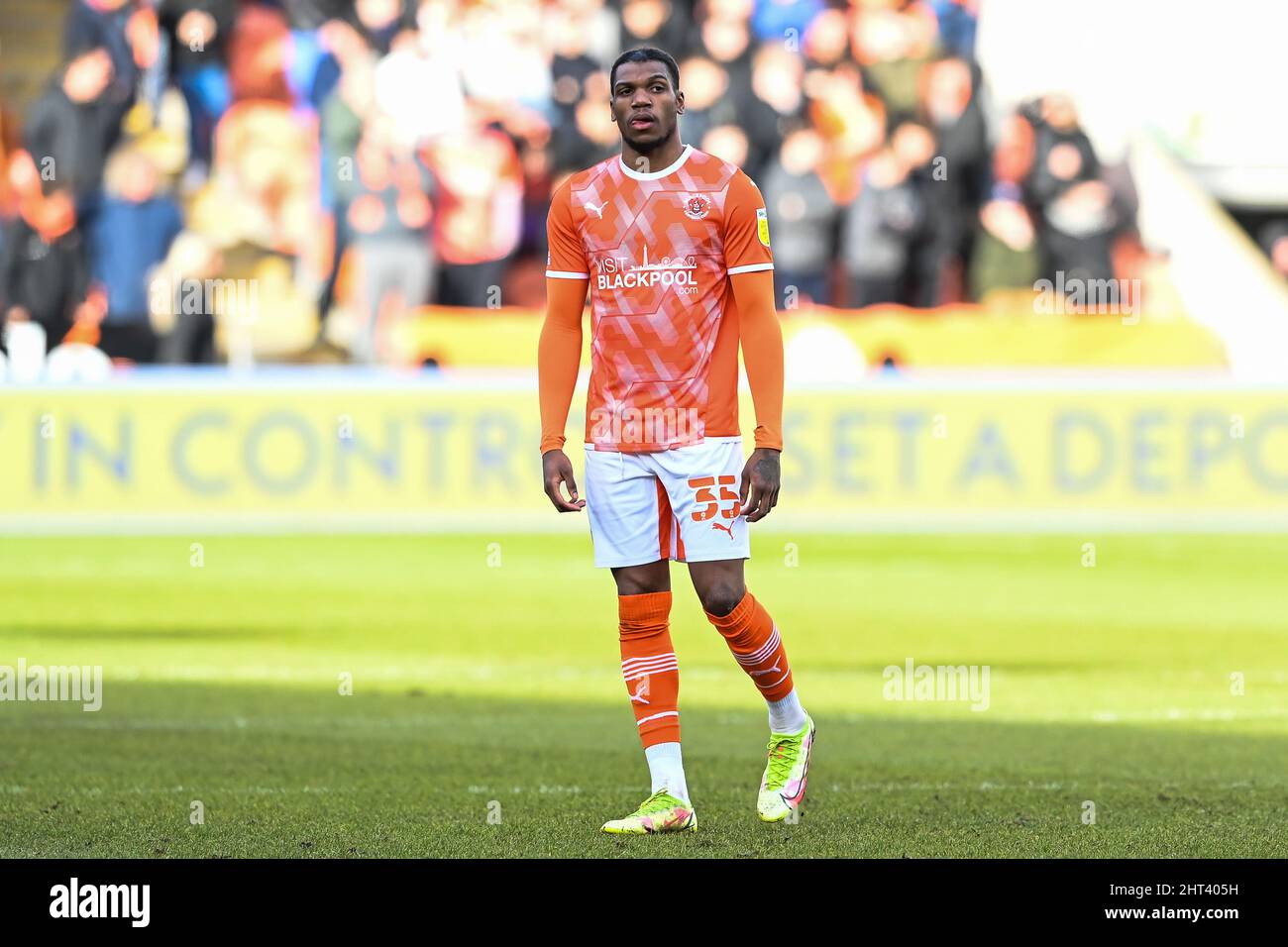 Cameron Antwi #25 of Blackpool during the game in, on 2/26/2022. (Photo ...