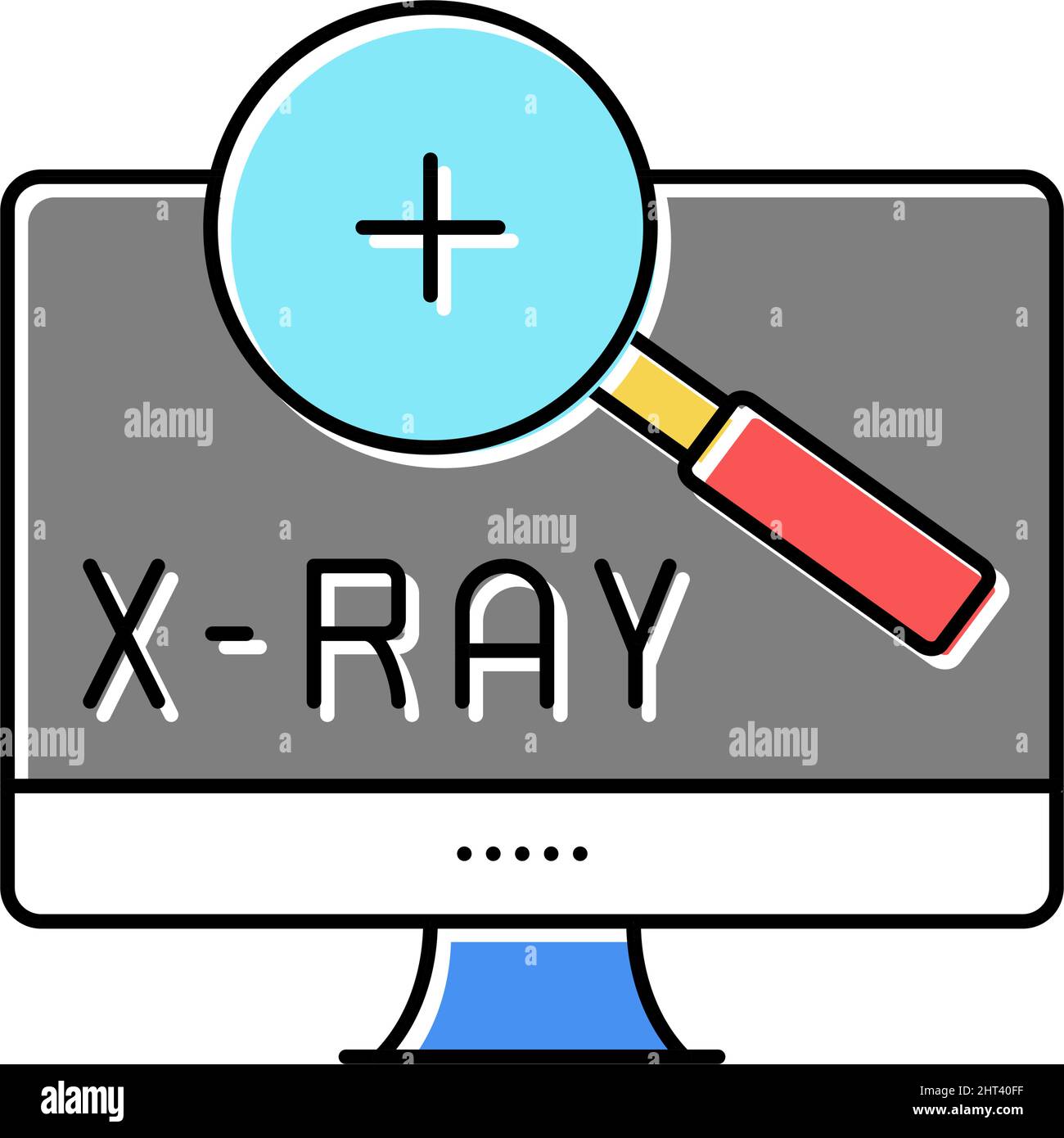 x-ray radiology researching on computer screen color icon vector ...