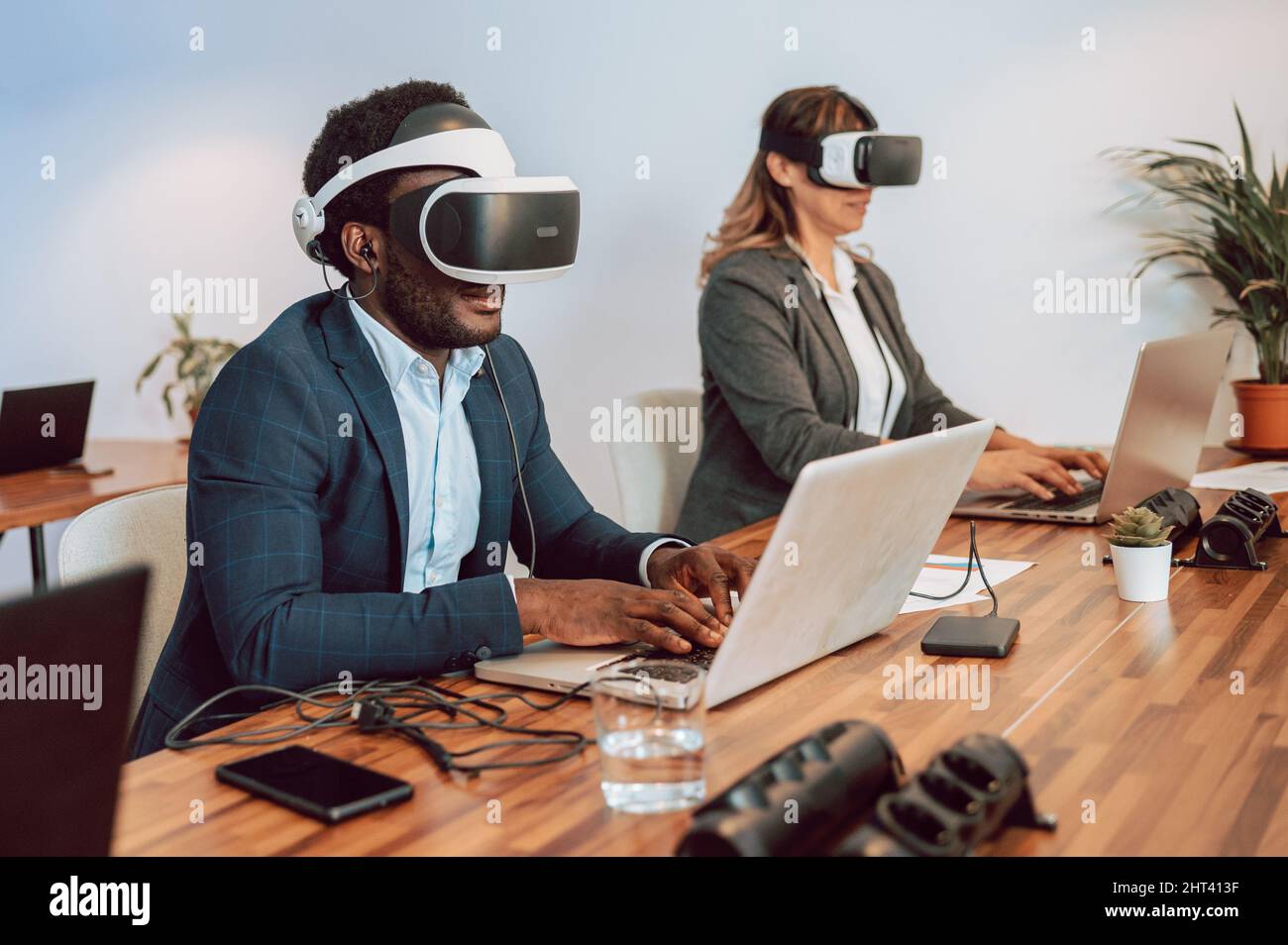 Using headset laptop hi-res stock photography and images - Alamy