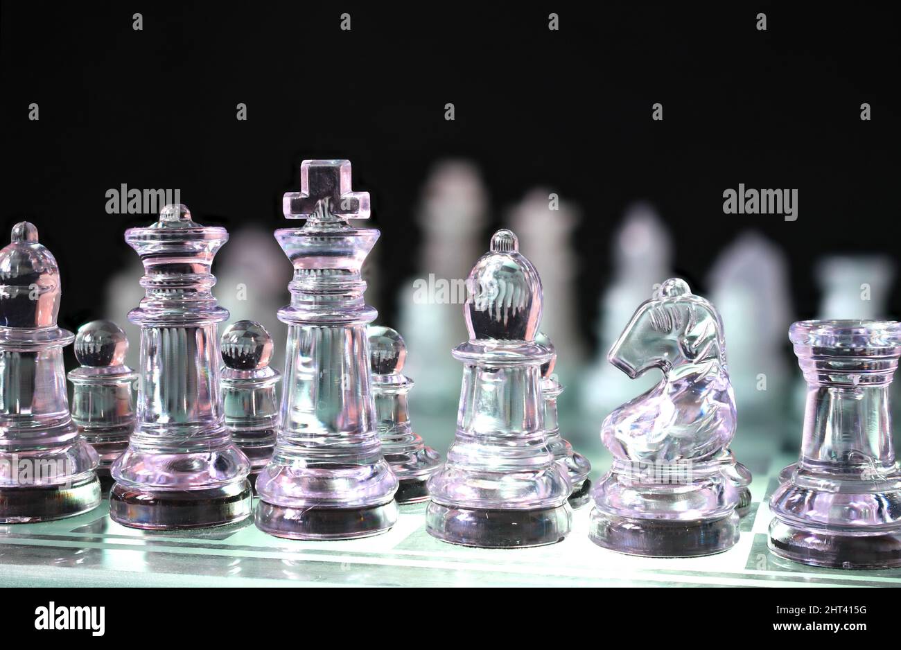 Clear and Frosted Chess Pieces on Board Stock Photo - Alamy