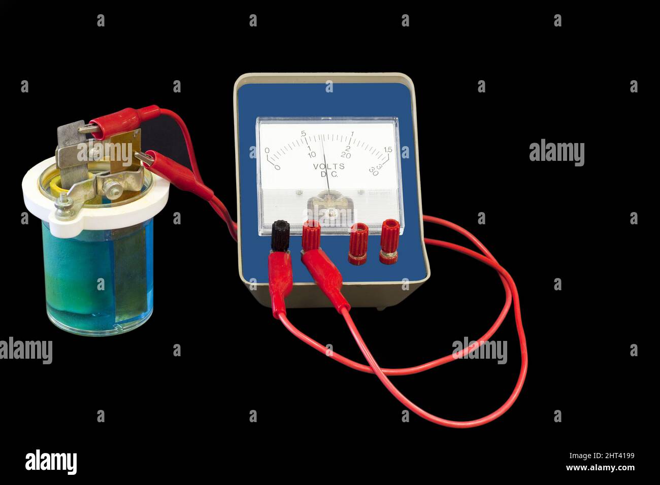 Instruments for measuring voltmeter isolated on a black background ...