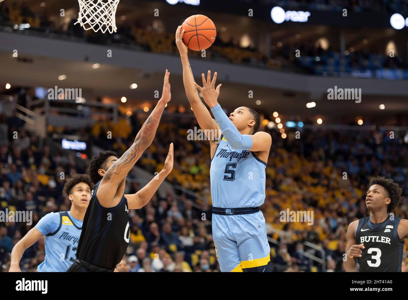 February 26, 2022: Marquette Golden Eagles guard Greg Elliott #5 shoots ...