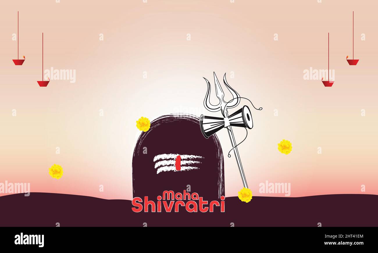 Illustration of Indian Hindu Festival Happy Maha Shivaratri Banner ...