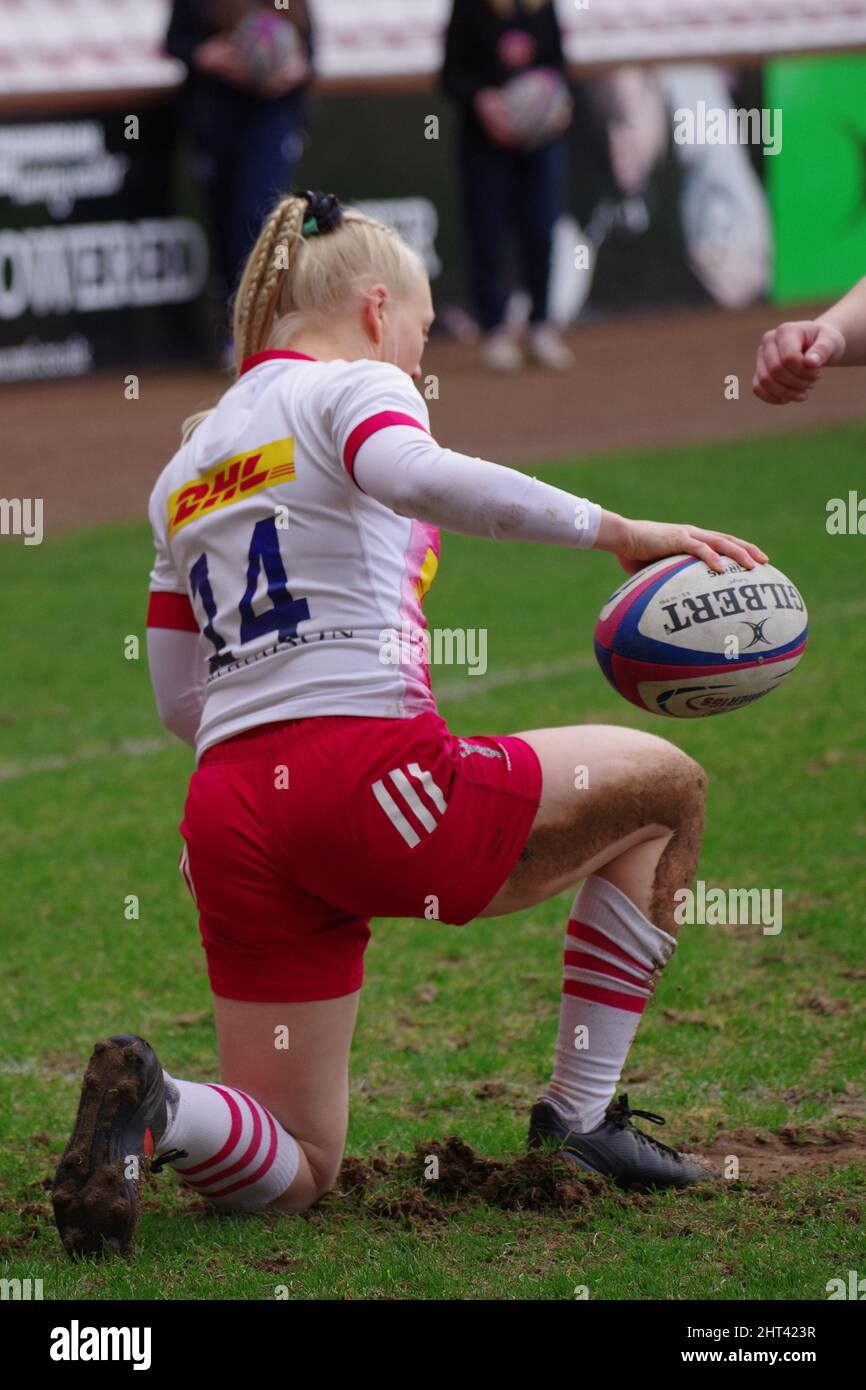 Darlington, England, 26 February 2022. Heather Cowell after scoring a ...