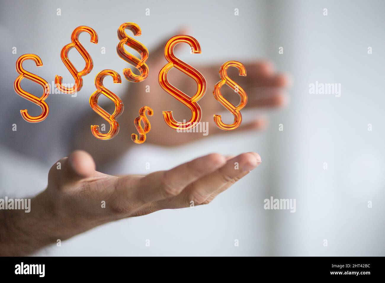 Person presenting the virtual projection of paragraph signs Stock Photo ...