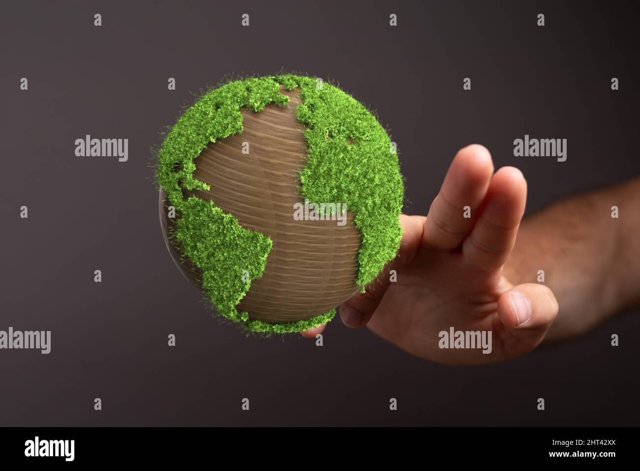 Person presenting the virtual projection of ecology and ...