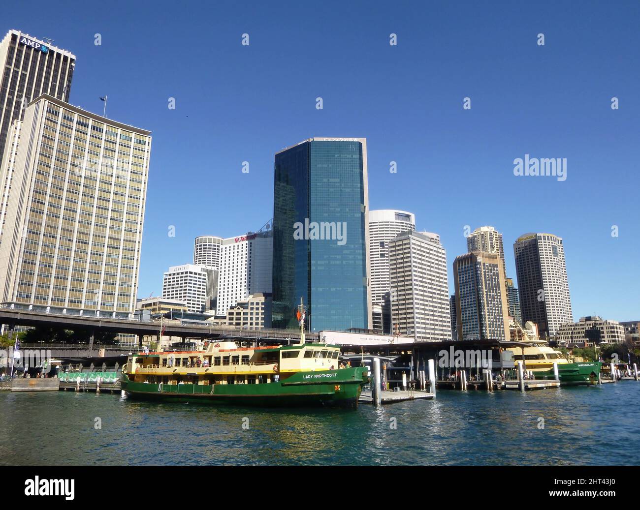 The ferry terminal and modern skyscrapers at Circular Quay, Sydney ...