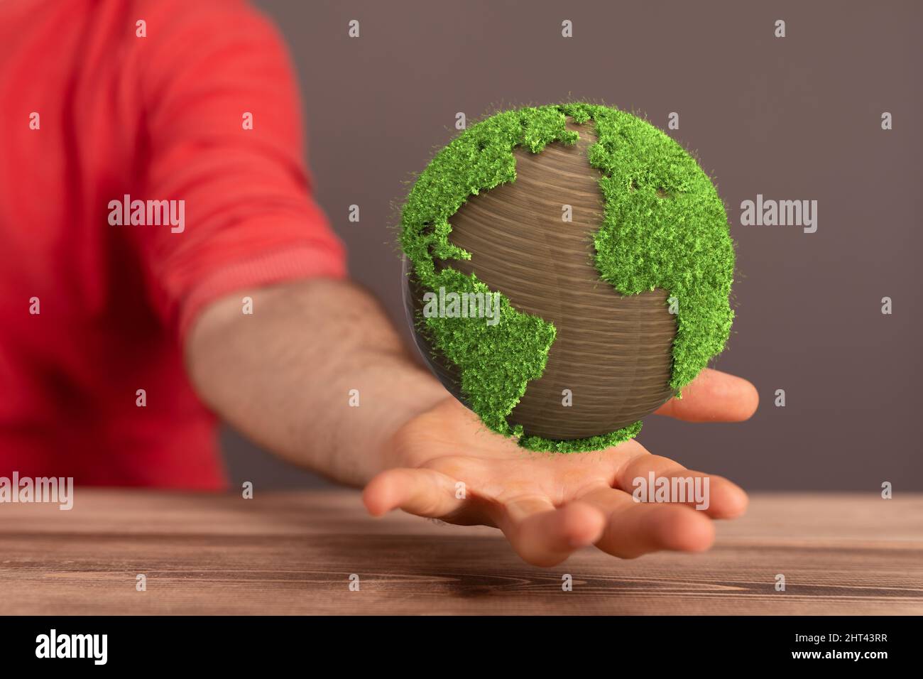 Person presenting the virtual projection of ecology and ...