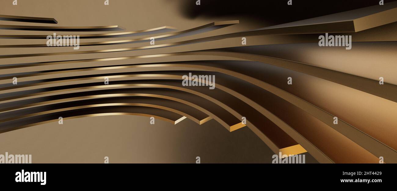 Abstract image with curved elements in golden colors Stock Photo - Alamy