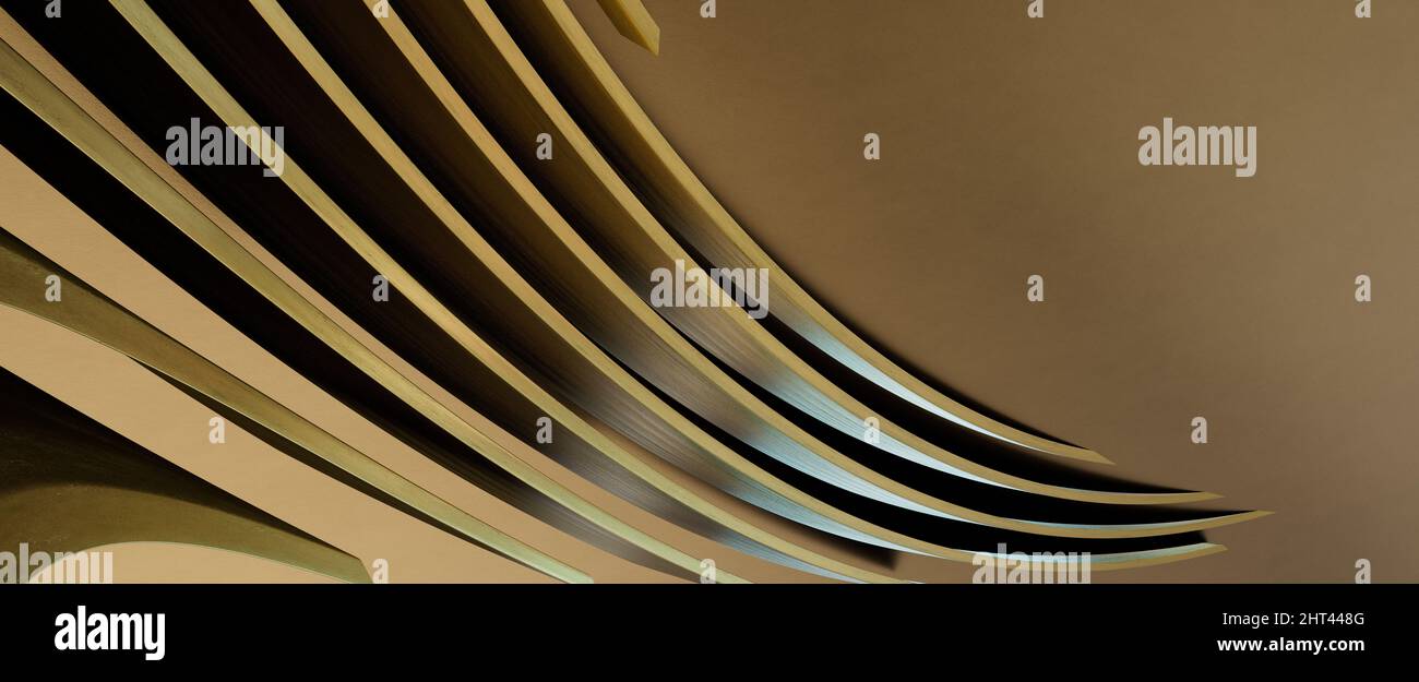 Abstract image with curved elements in golden colors Stock Photo - Alamy