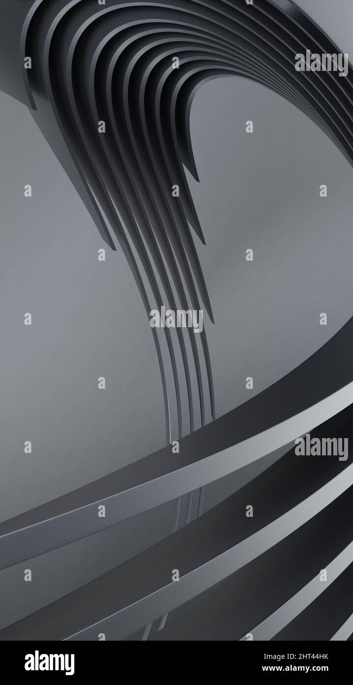3D render of a gray stripe wavy pattern for background or wallpaper ...