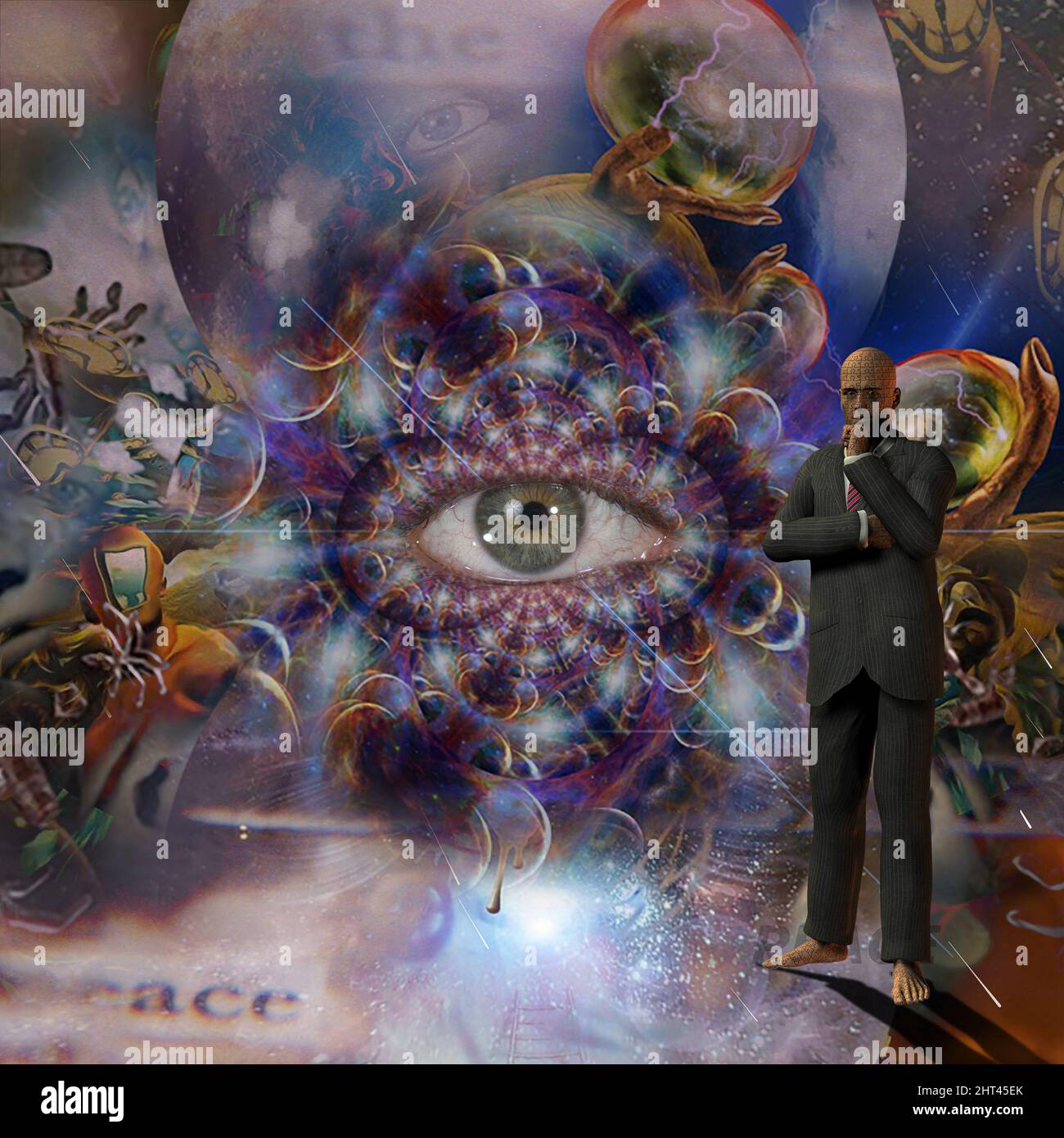 Inside the crystal ball. Spiritual art. 3D rendering Stock Photo - Alamy