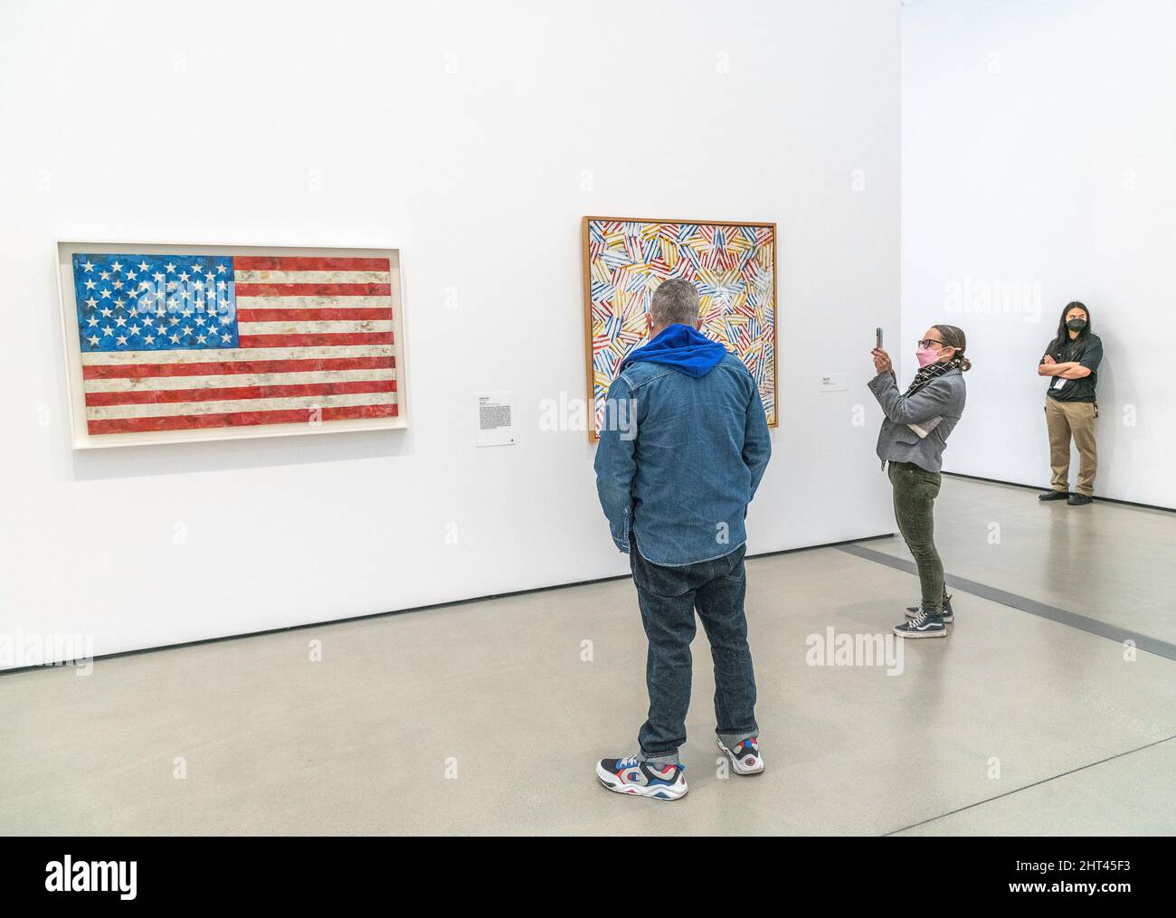 Los Angeles, CA, USA - February 25, 2022: A visitor takes a picture of ...