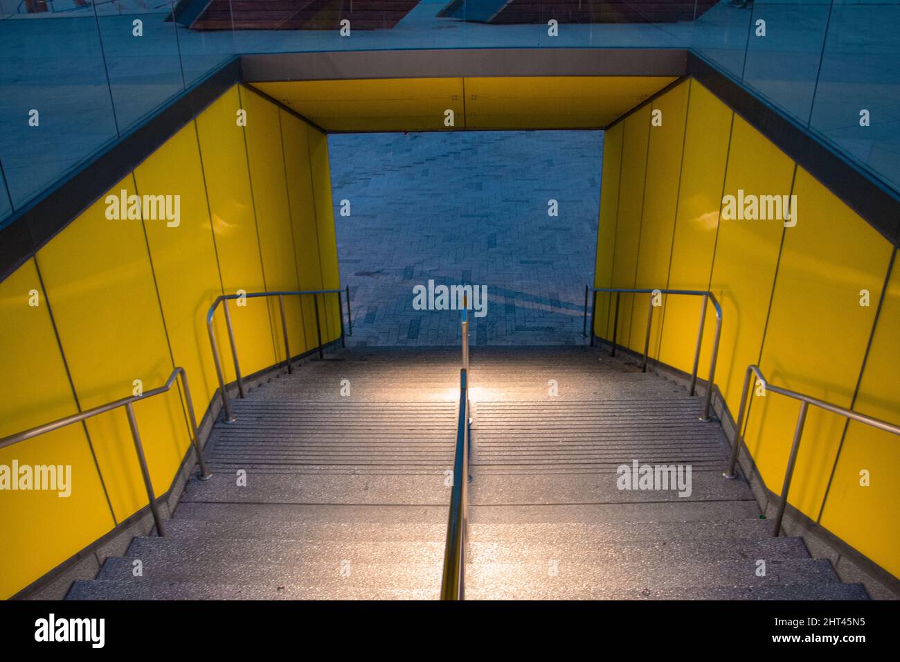 Closeup of modern yellow stairs Stock Photo - Alamy