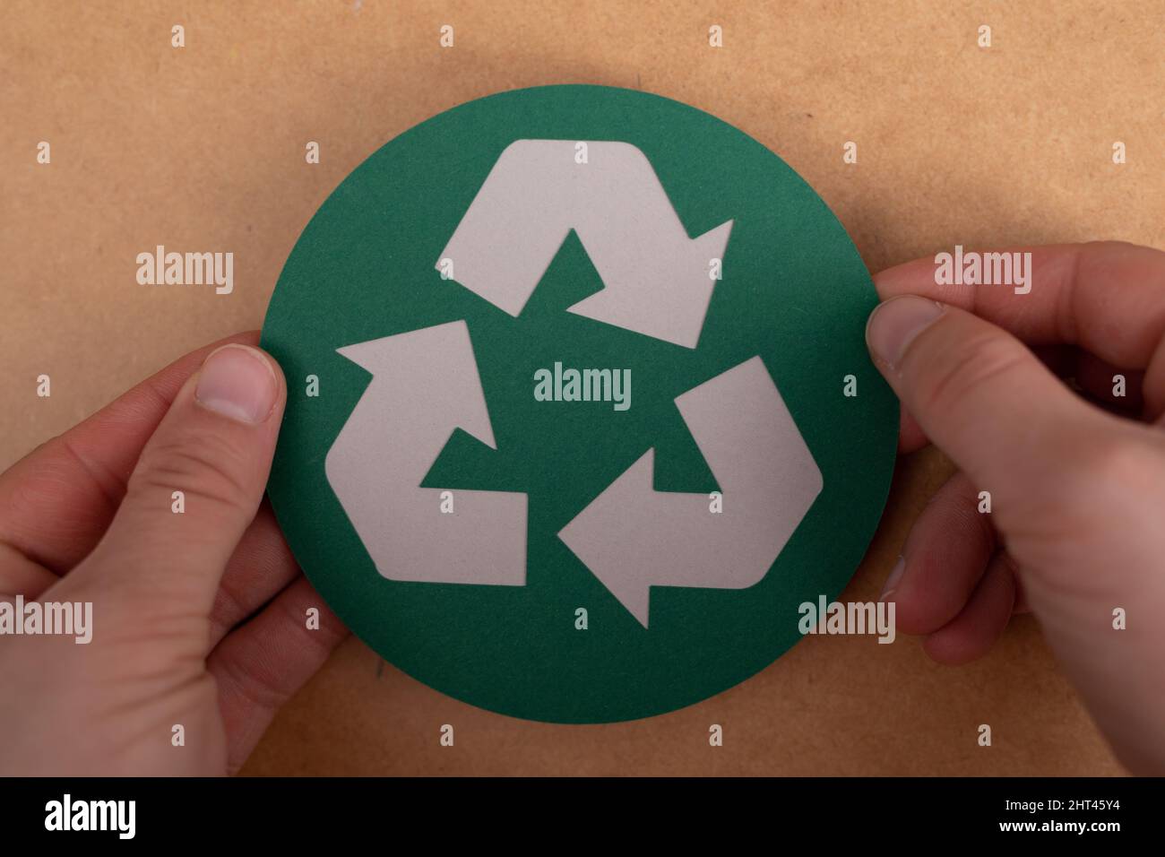 3D render of a green digital recycling sign, the concept of environment ...