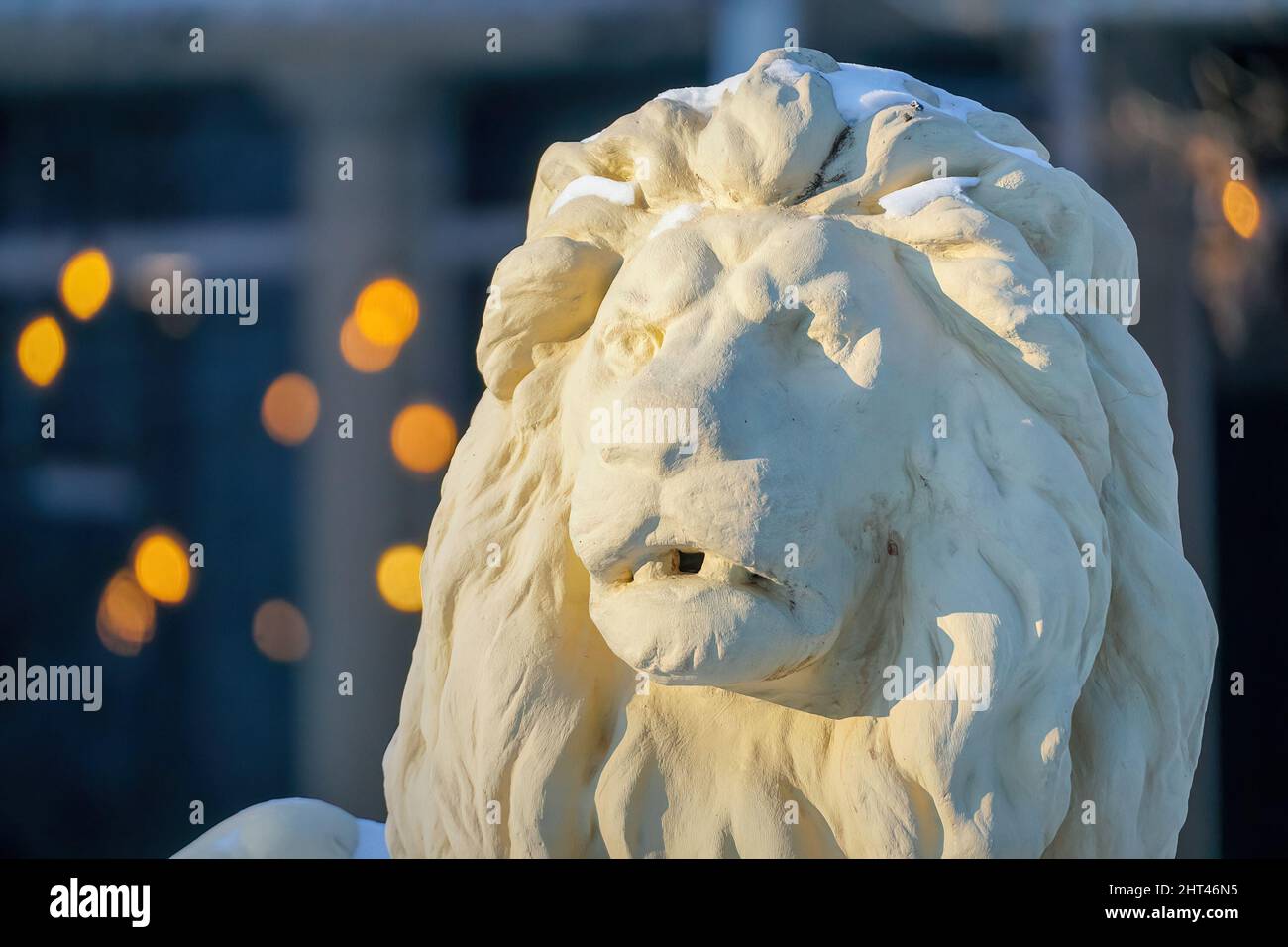 The head of a lion monument in the Vermanes park in Riga Stock Photo ...