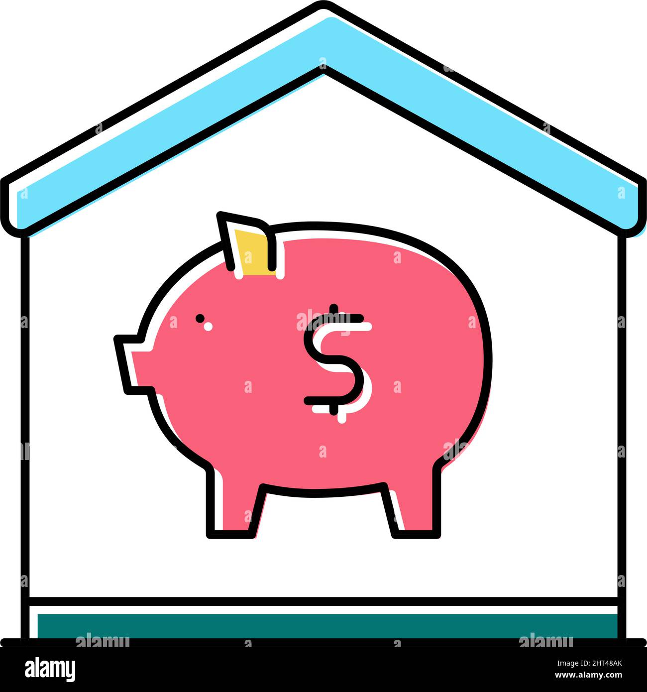 finance pig money box at home color icon vector illustration Stock ...