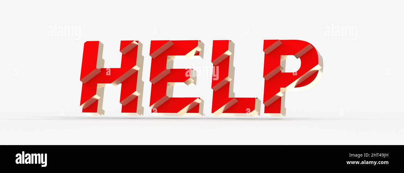 3D render of a Help sign for support service on a white background ...