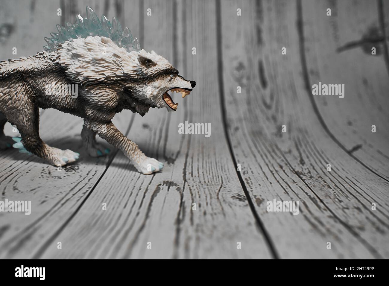 Schleich snow wolf from eldrador creatures Stock Photo - Alamy