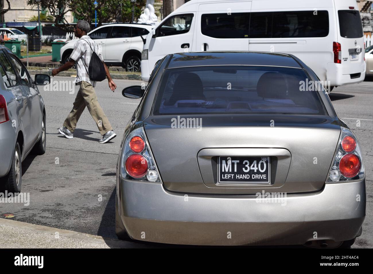 Car with Barbados number plate parked in Bridgetown Stock Photo - Alamy