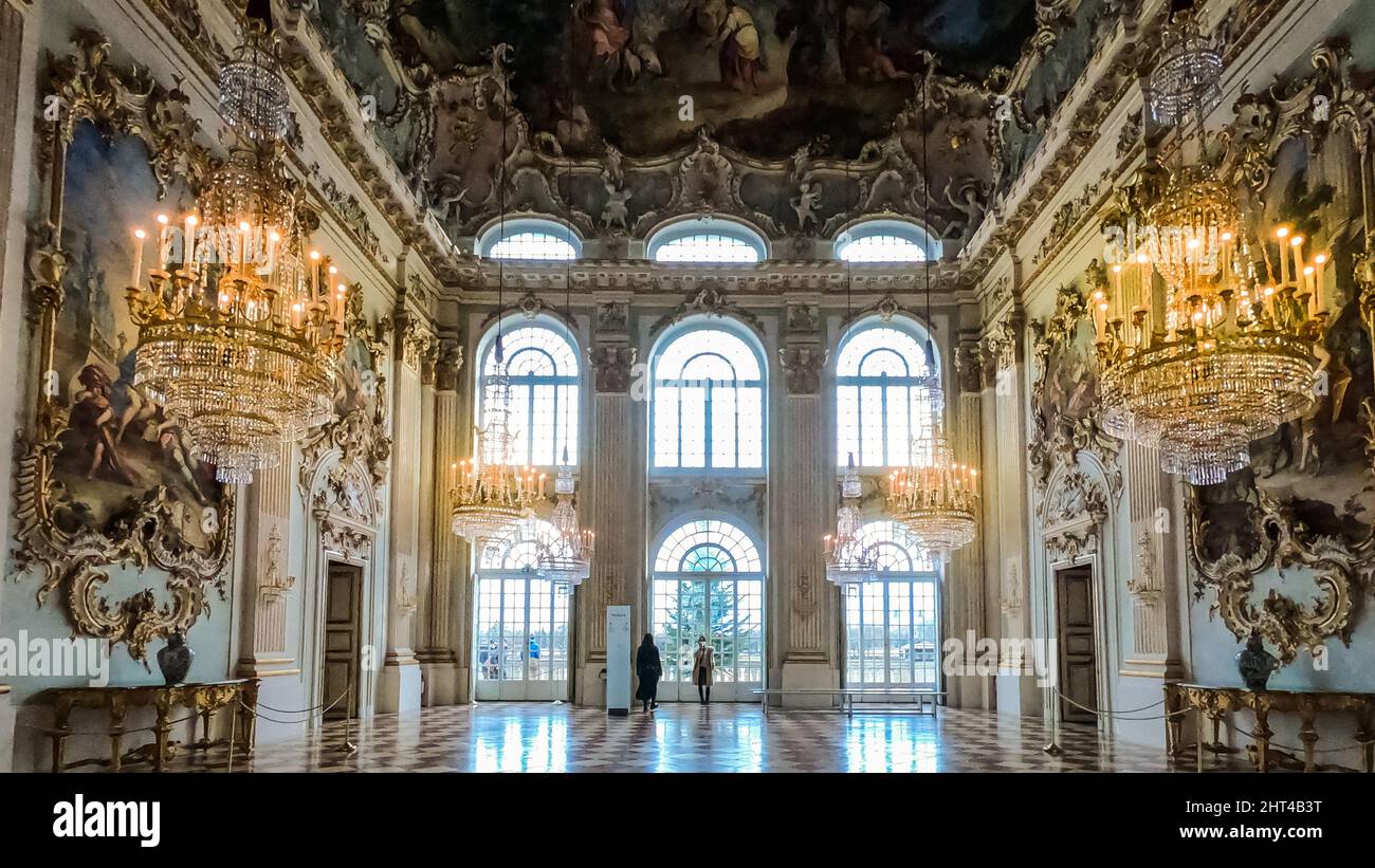 View of a Luxury interior of Victory Hall in Nymphenburg Palace, a ...