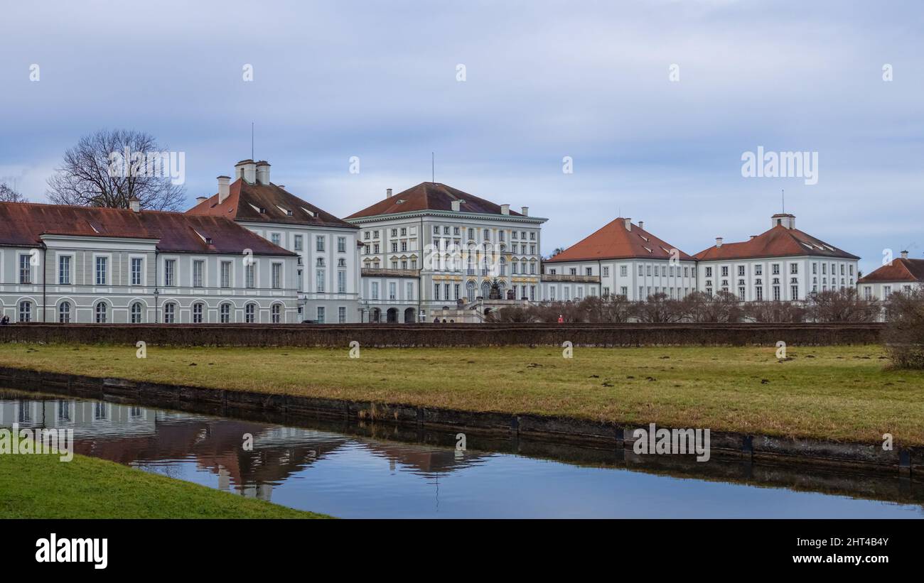 Panoramic exterior of the Nymphenburg Palace (German: Schloss ...