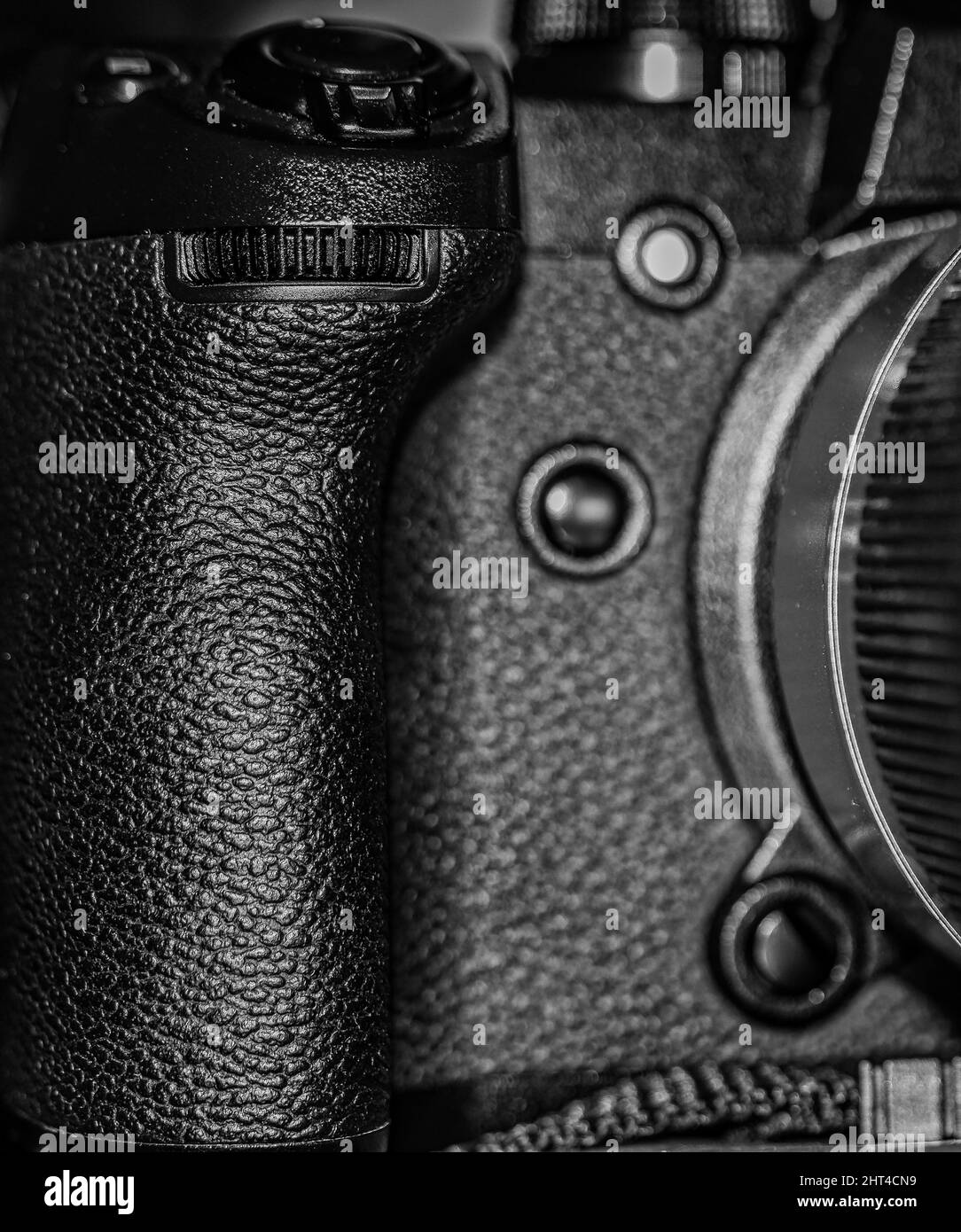 Closeup vertical grayscale shot of a camera Stock Photo - Alamy