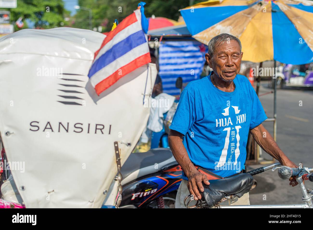 Rickshaw driver in Hua Hin. This is an old fishing village that became ...