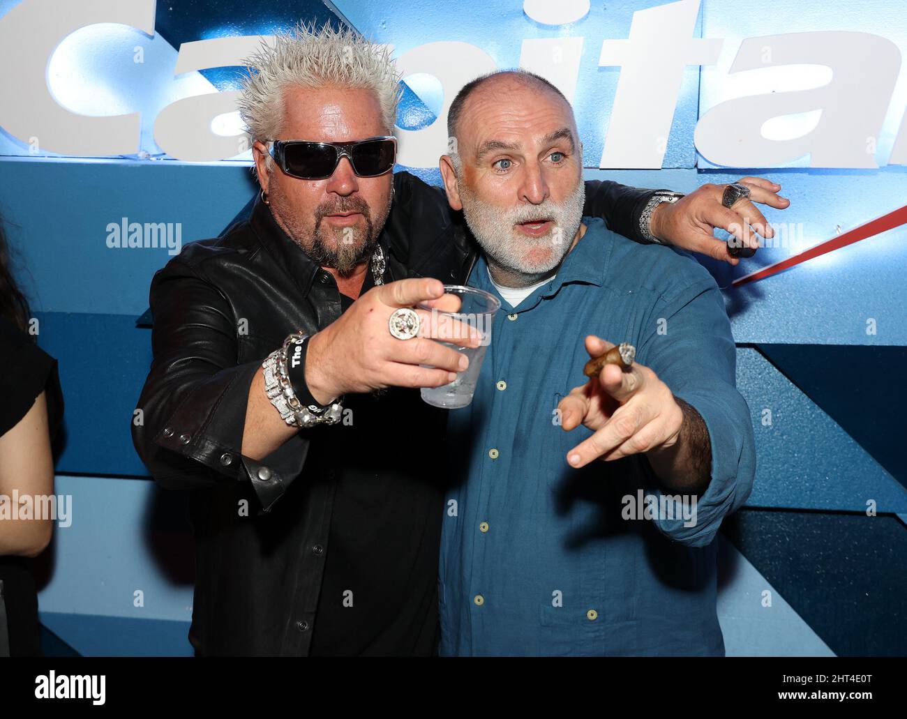 MIAMI BEACH, FL - FEB 25: Guy Fieri and José Andrés are seen during the ...