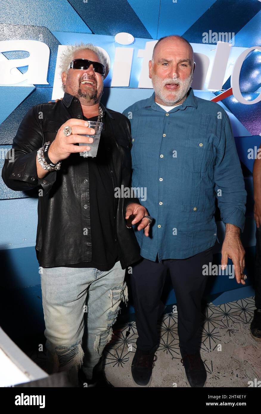 MIAMI BEACH, FL - FEB 25: Guy Fieri and José Andrés are seen during the ...