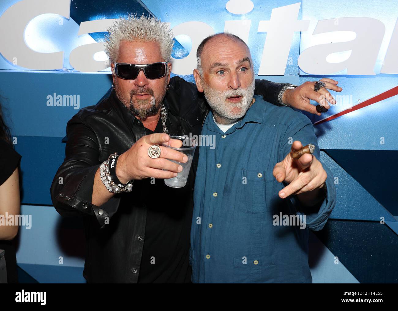 MIAMI BEACH, FL - FEB 25: Guy Fieri and José Andrés are seen during the ...
