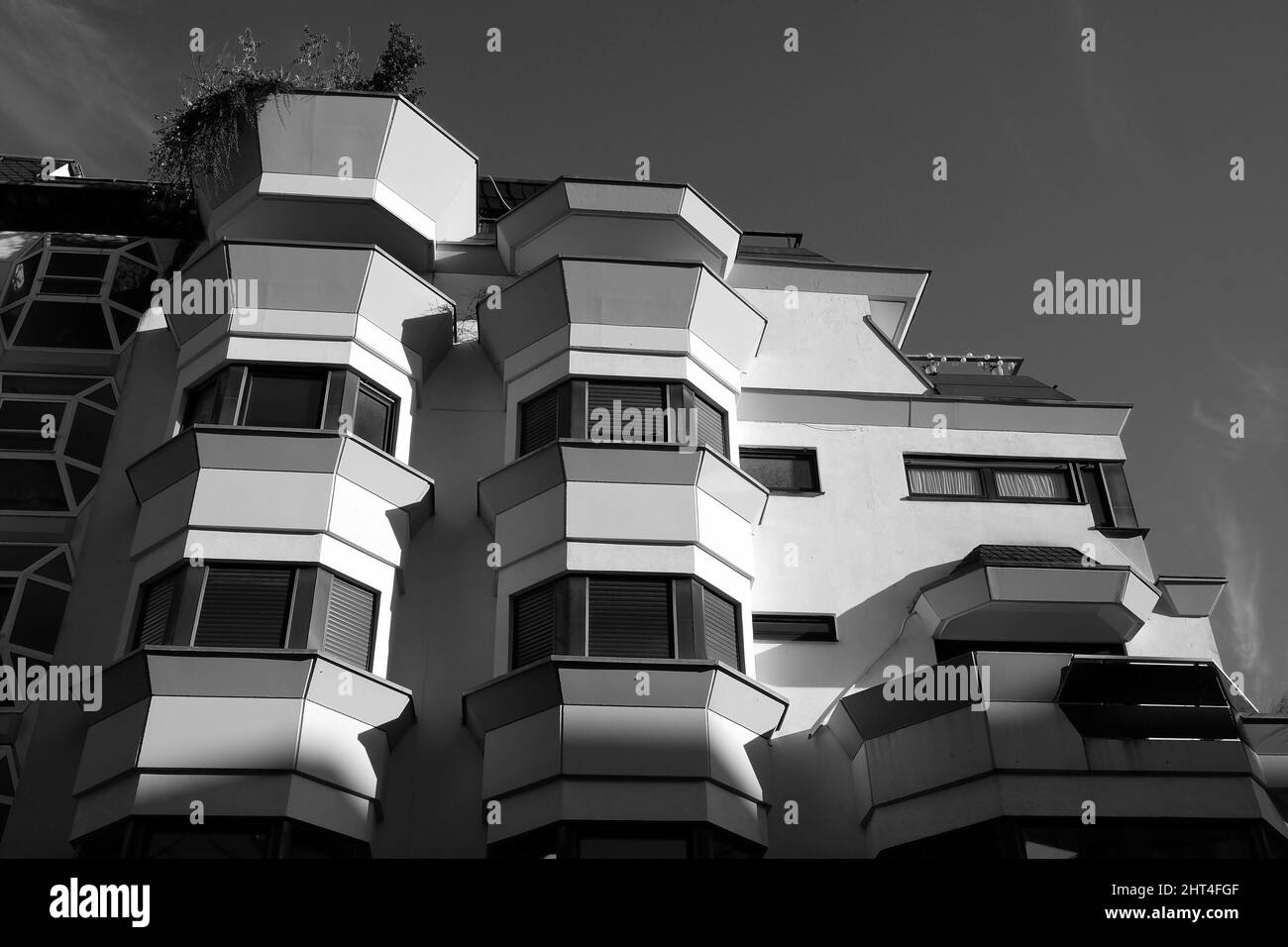 Grayscale of the modern residential building architecture with ...
