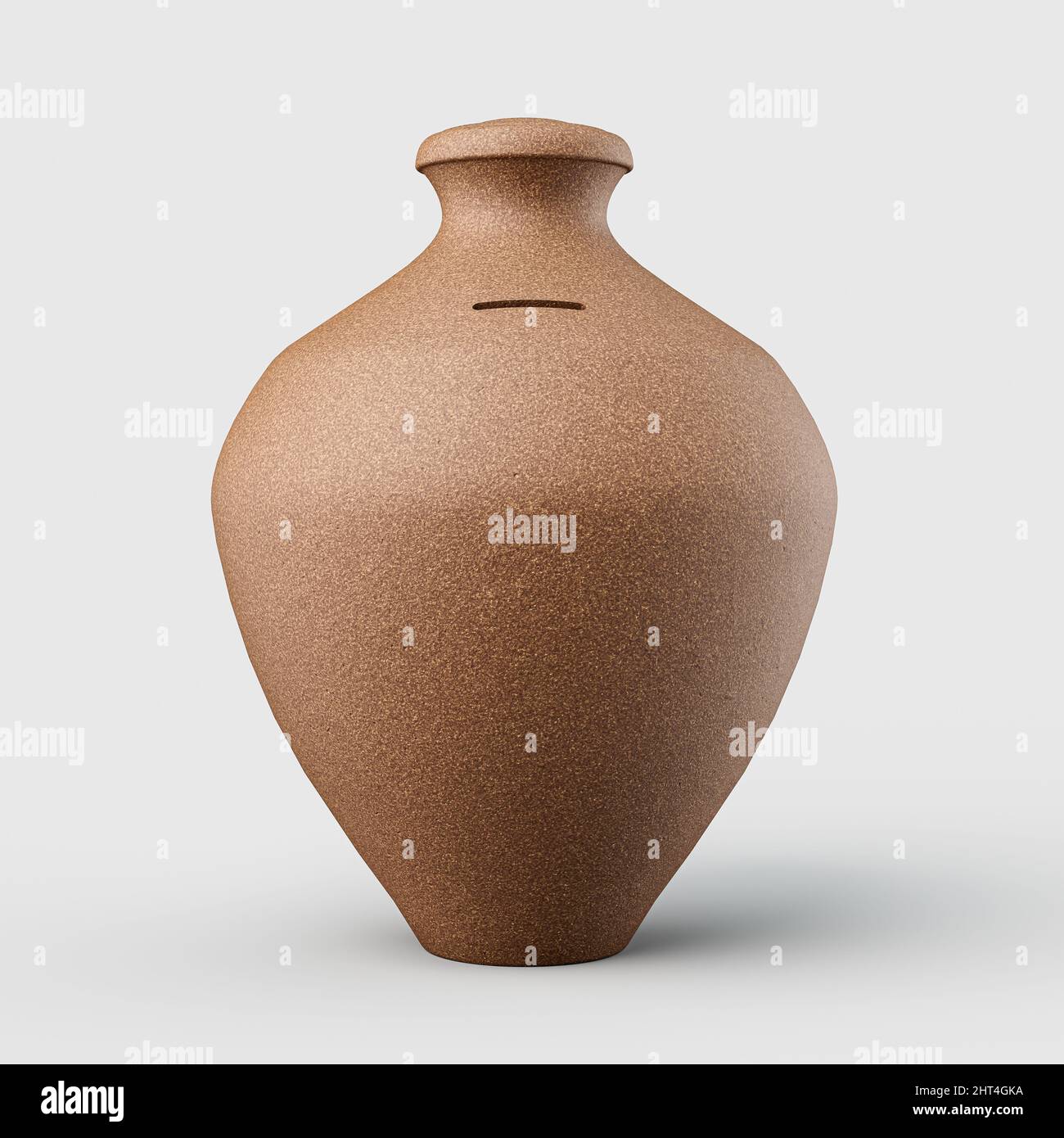 3D rendering of a a clay coin container isolated on a white background ...