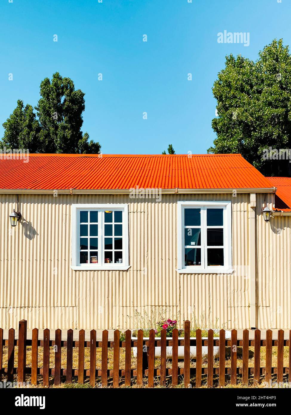 Old house in Patagonia, Argentina under a clear blue sky Stock Photo ...
