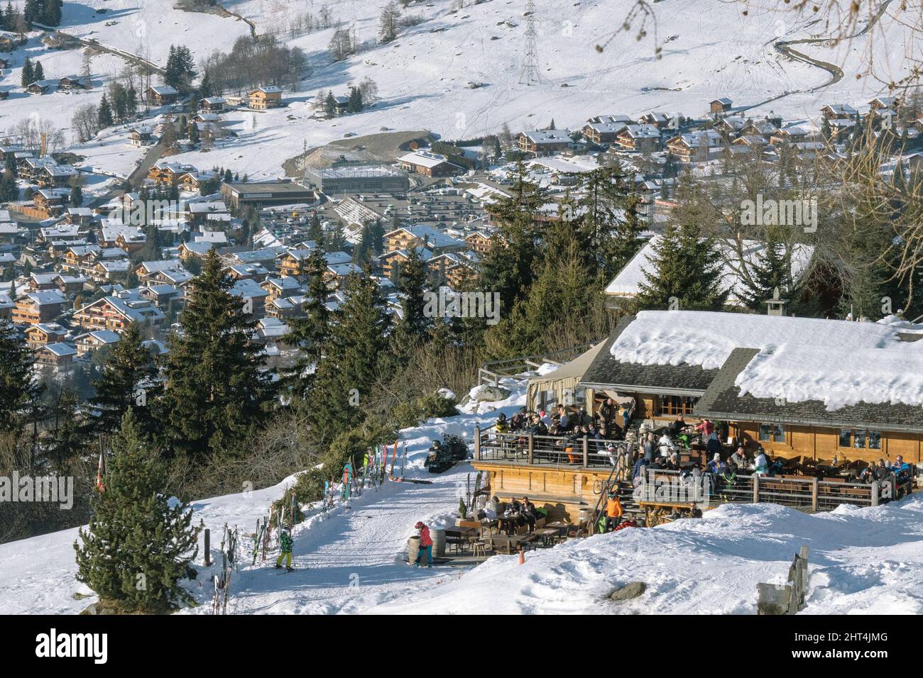 Aerial view snowy trees mountainside hi-res stock photography and ...