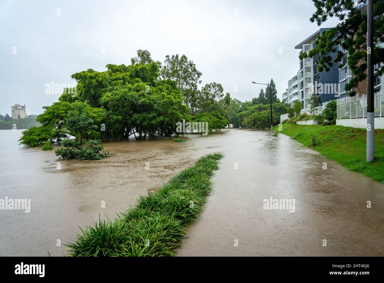 Brisbane, Australia - Feb 27, 2022: Roads flooded after the heavy rain ...