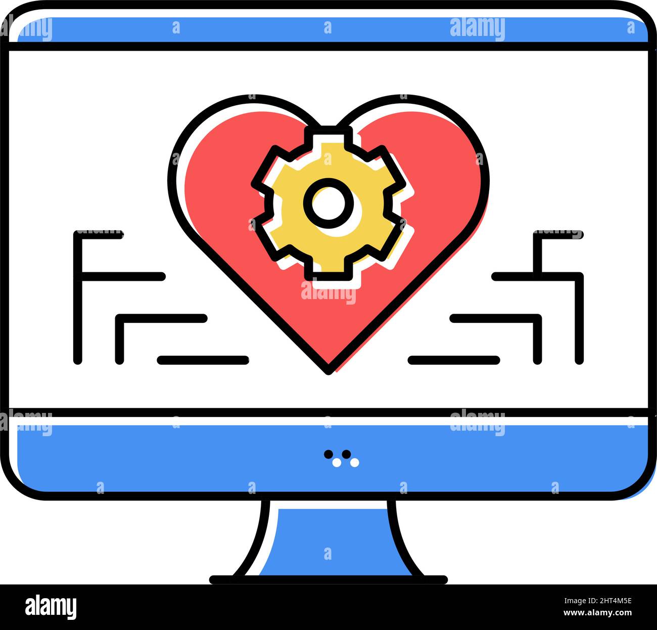 remote work on computer color icon vector illustration Stock Vector ...