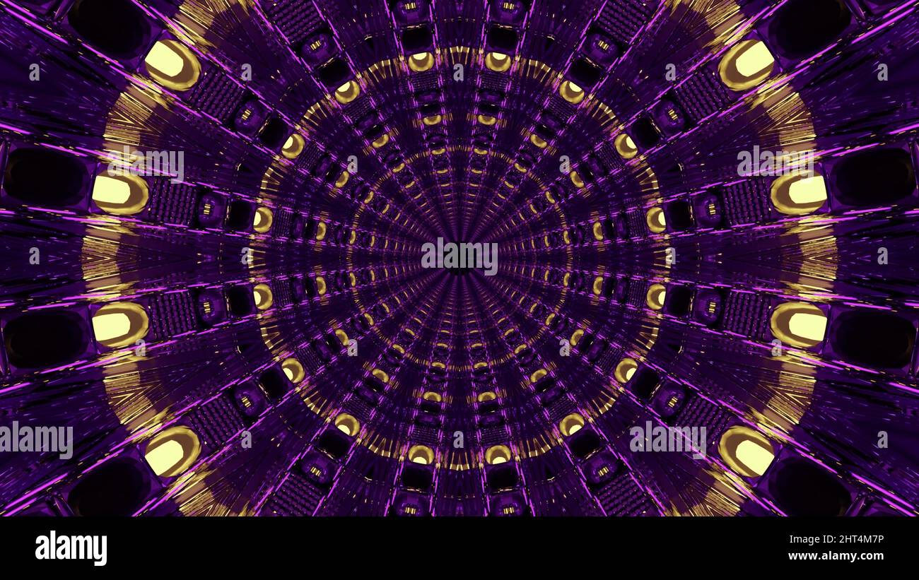 3D rendering of futuristic kaleidoscopic patterns background in vibrant ...