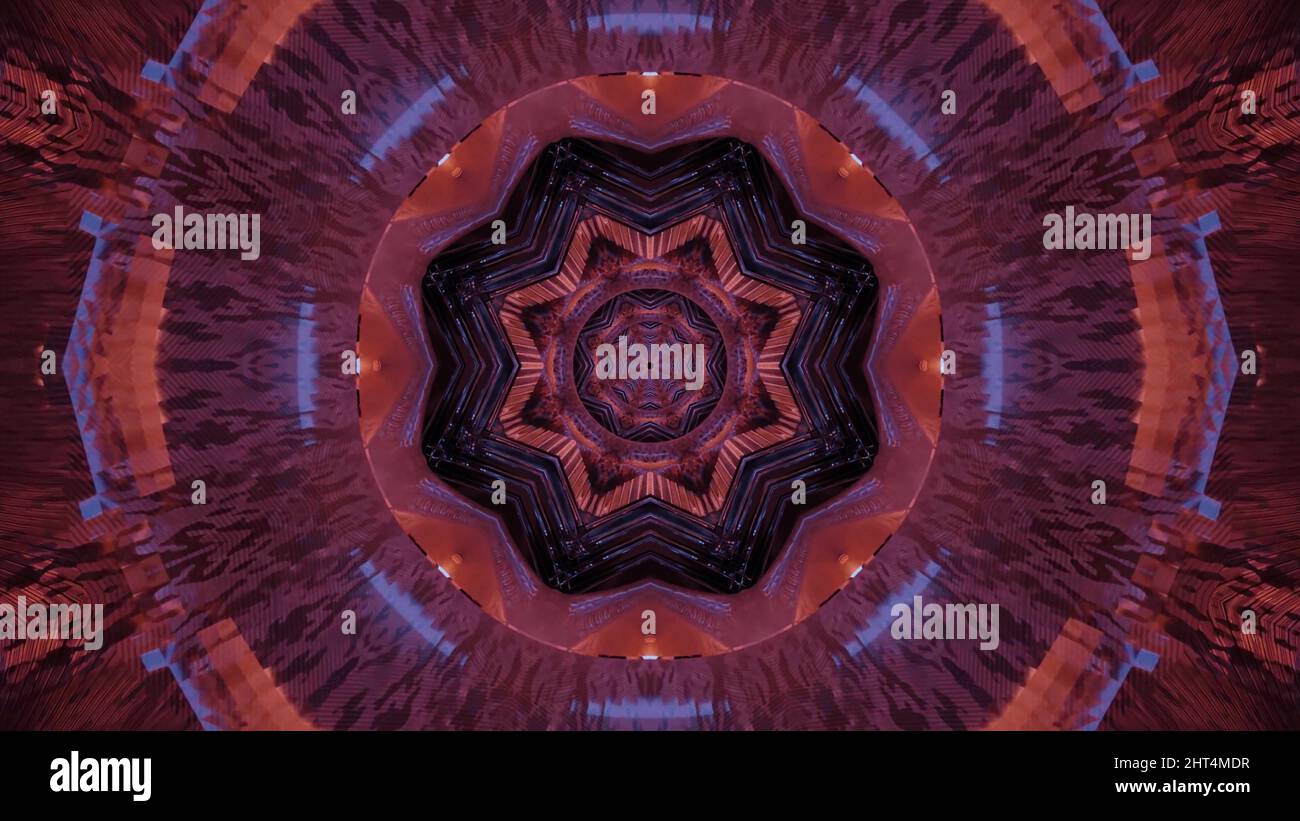 3D rendering of futuristic kaleidoscopic patterns background in vibrant ...