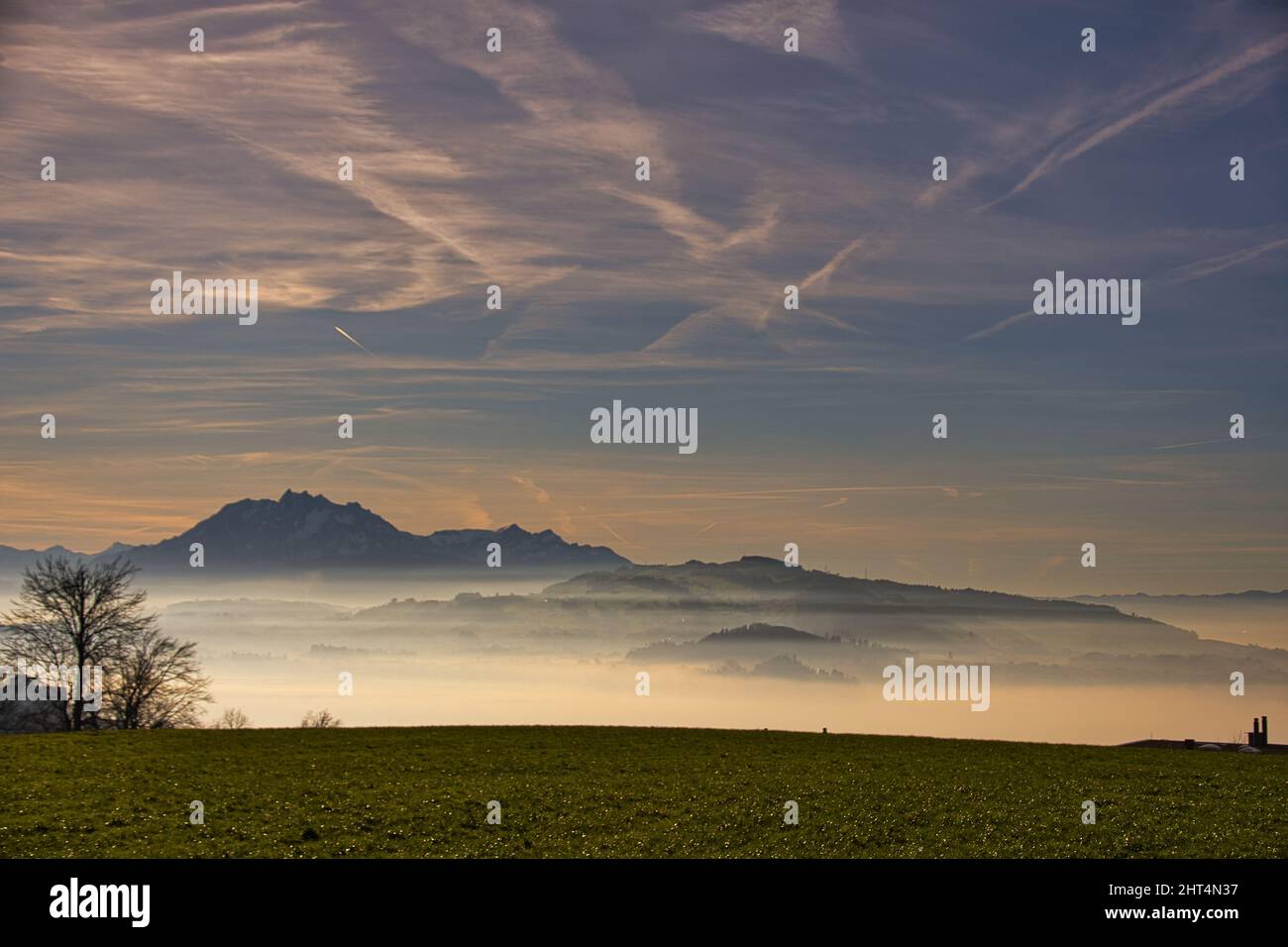Beautiful view of Mount Pilatus from the Zugerberg. Switzerland Stock ...